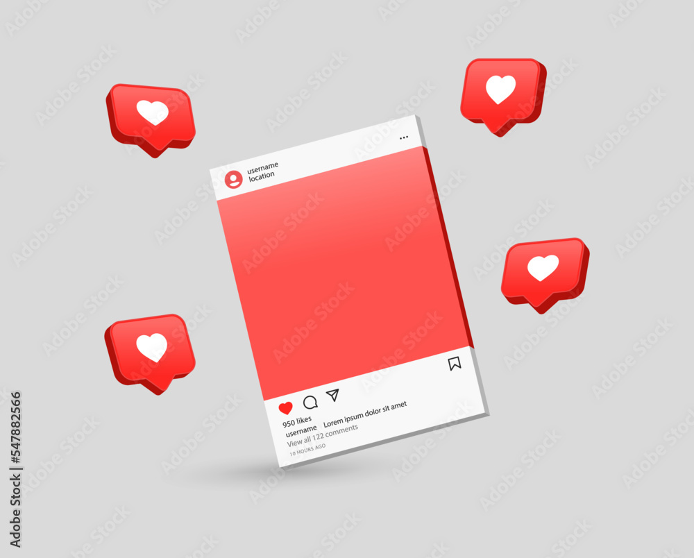instagram mockup social media template frame, instagram feed web post ...