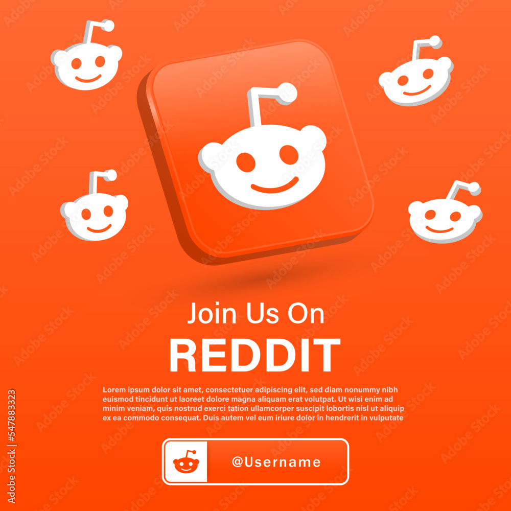 follow us on reddit gradient background with 3d logos . social media ...