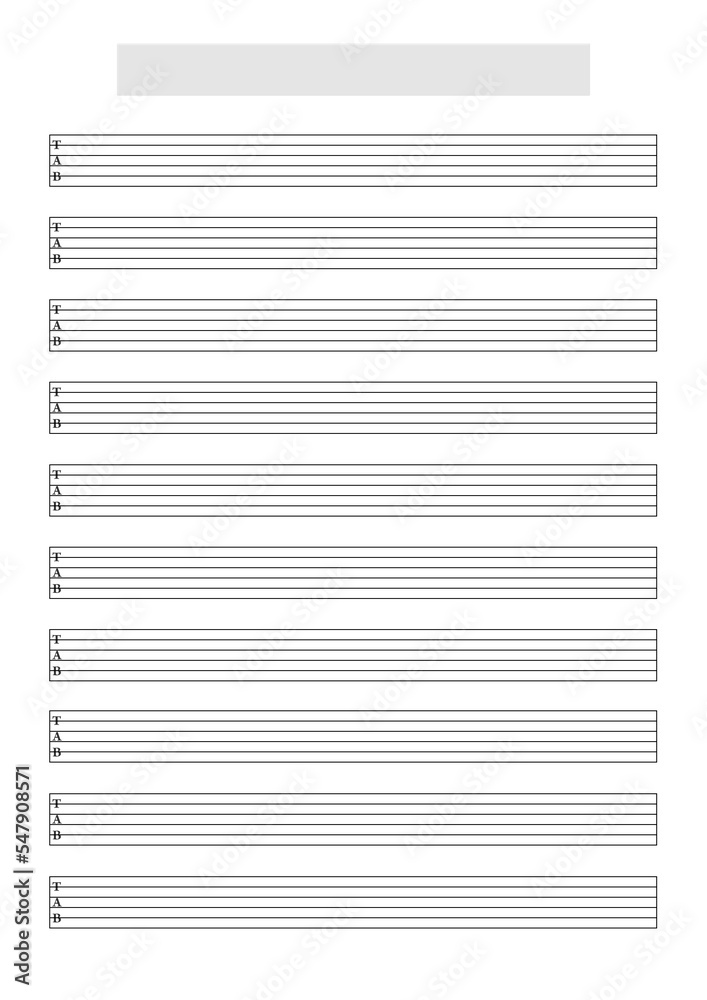 Blank Guitar (6 strings) tablature sheet template to write music. A4 ...