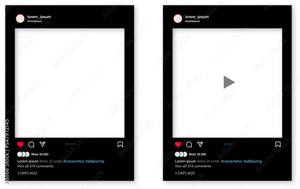 Mockup instagram screen. Photo frame with blank frame for your design ...