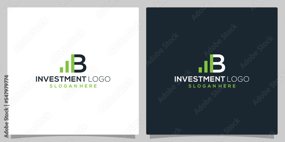 Initial letter B logo design template with investment chart logo ...