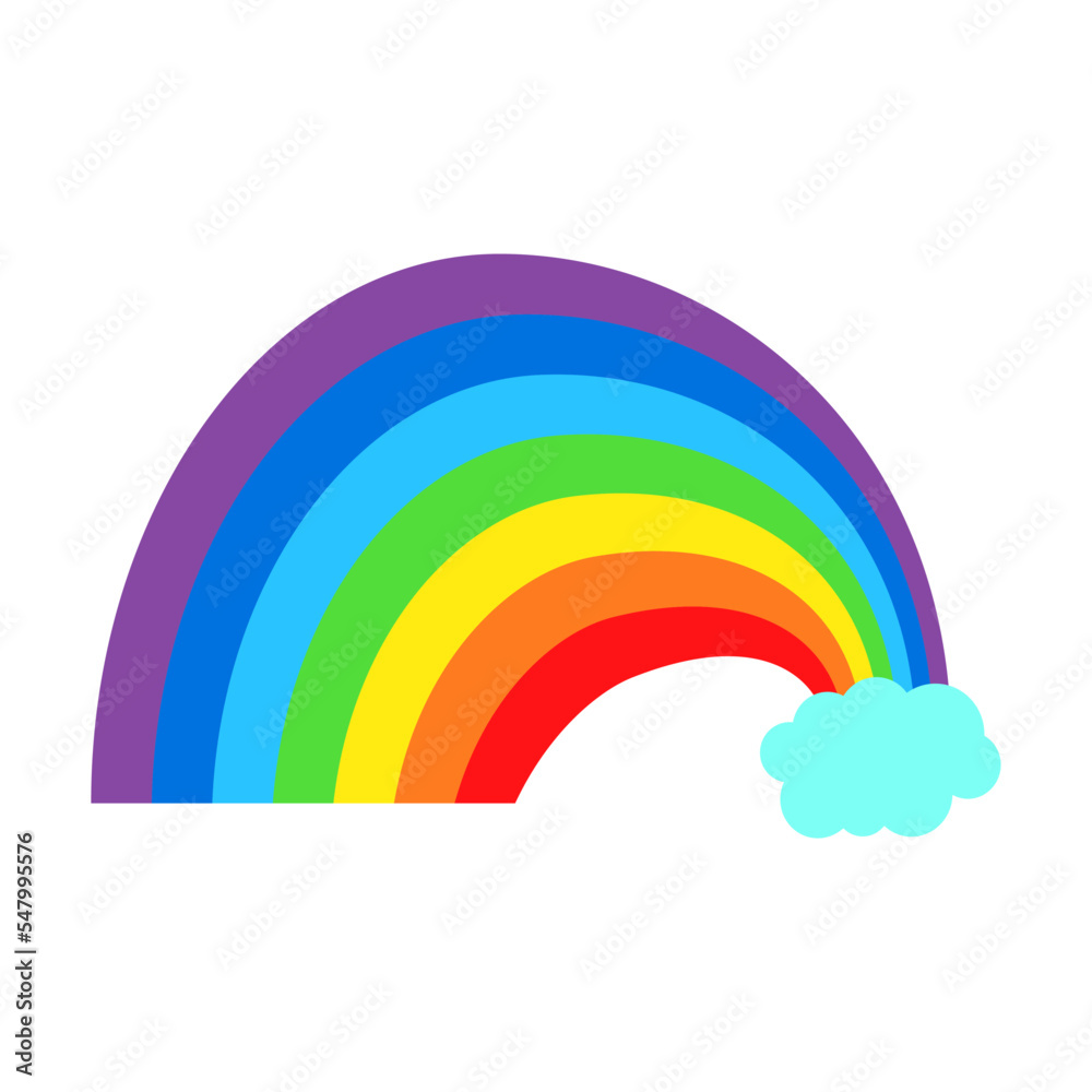 Cartoon rainbow vector. Colorful rainbow and cloud with color tail ...
