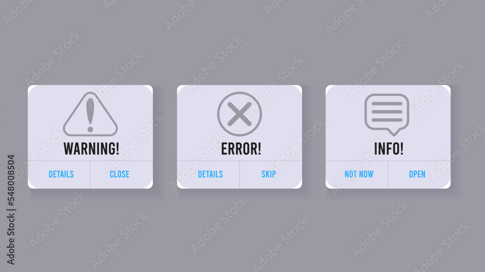 Image vectorielle Stock Notification alert popup messages for mobile ...