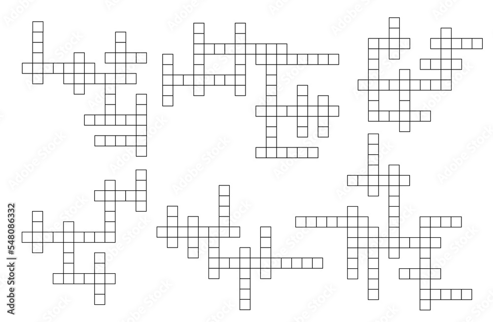 Crossword game grid vector puzzle template. Cross word layout for ...