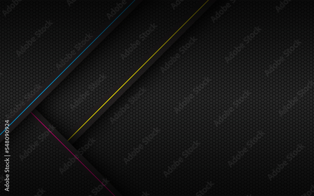 Black abstract cmyk background. Overlapped layers with diagonal lines ...