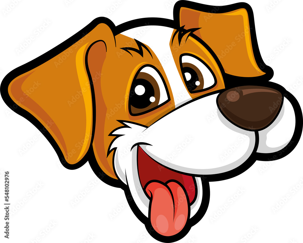 Cartoon cute dog puppy head with tongue out character illustration ...