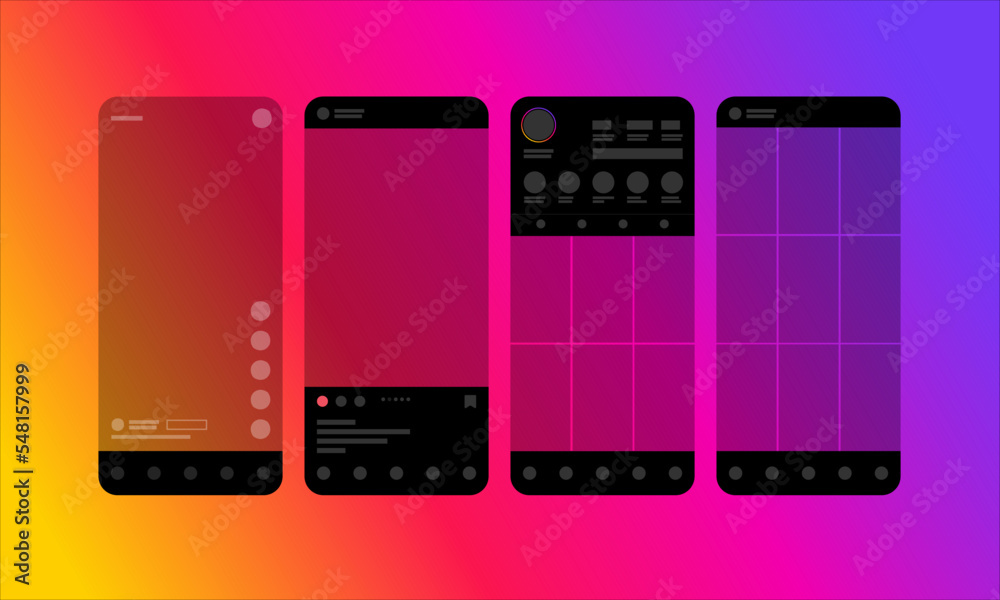 Instagram Reels Stories Feed Template for Social Media App Screen ...