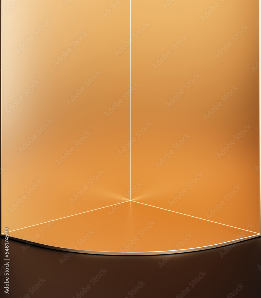 Gold corner room wall modern interior design 3d background with luxury ...