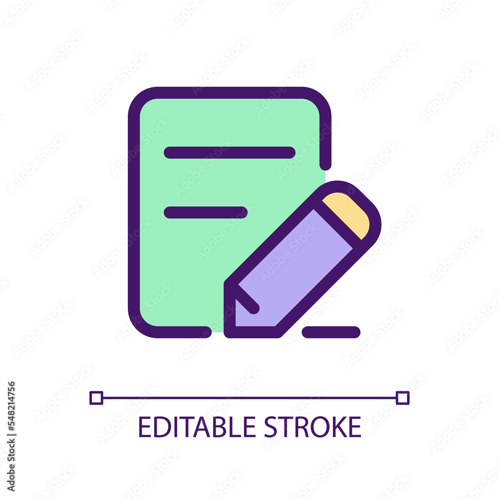 Edit text pixel perfect RGB color ui icon. Handwriting. Digital ...