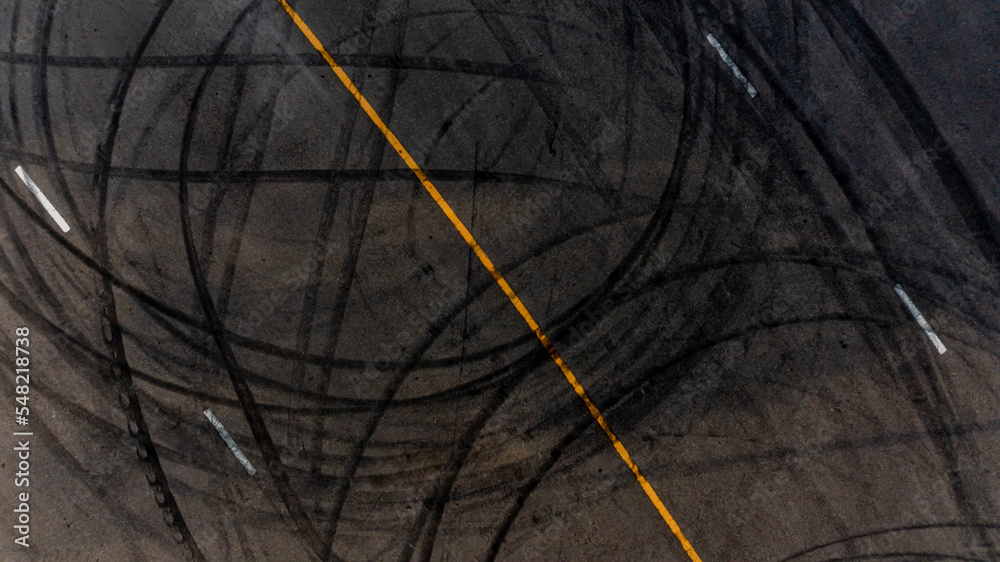 Top view tire tracks texture and background. Asphalt texture with line ...