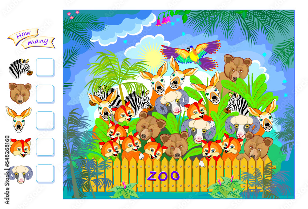 Image vectorielle Stock Math education for children. How many animals ...