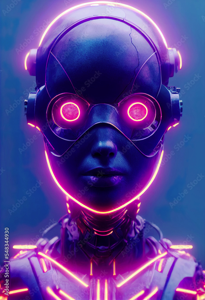 Artificial intelligence driven robot head, cyborg human design ...