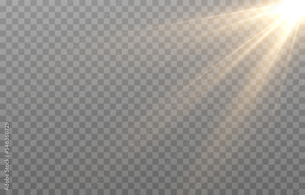 Vector light on isolated transparent background. Sun, rays of light png ...