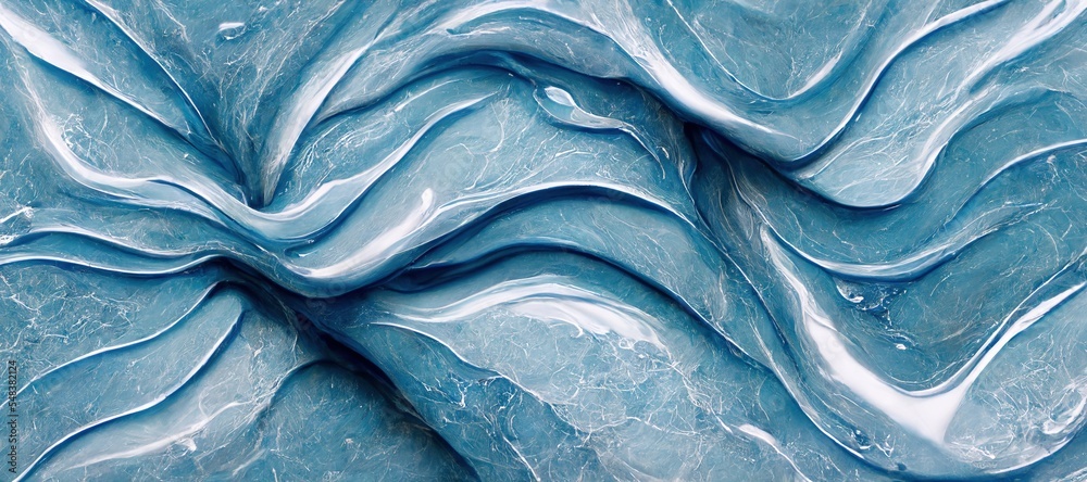 Abstract ice aquamarine blue glacier dune curves and folds, highly ...