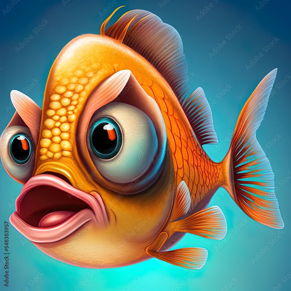 Cartoon fish with big lips Stock Illustration | Adobe Stock