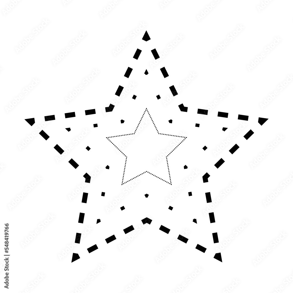 Tracing star shape broken line element for preschool, kindergarten and ...