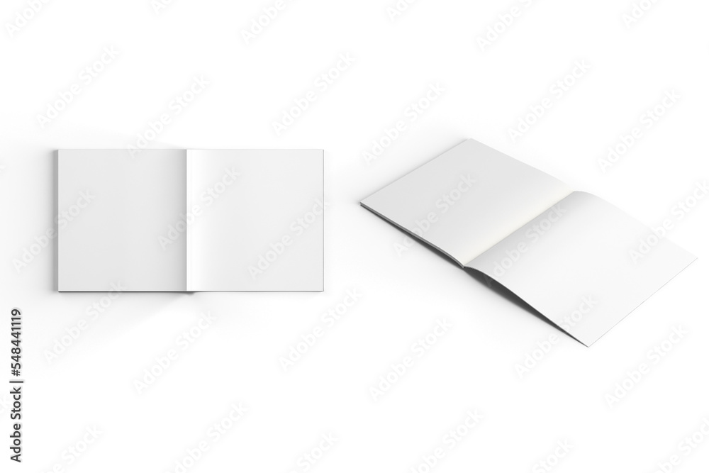 Blank empty white square soft cover book or magazine mockup isolated on ...