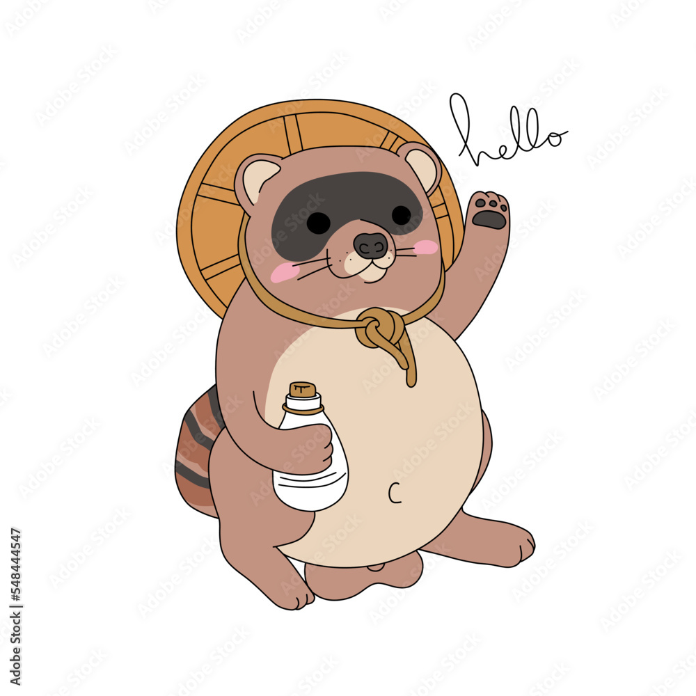 Japanese raccoon dog (Tanuki) cartoon vector illustration Stock Vector ...
