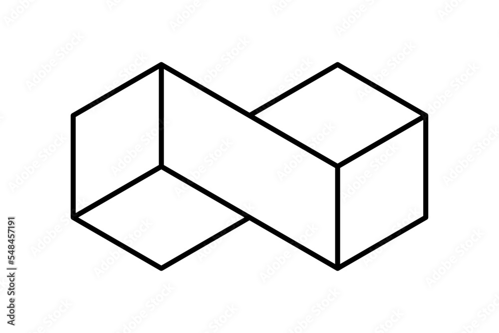 Linear Infinity symbol made of cubes. Geometric rectangular eternal ...