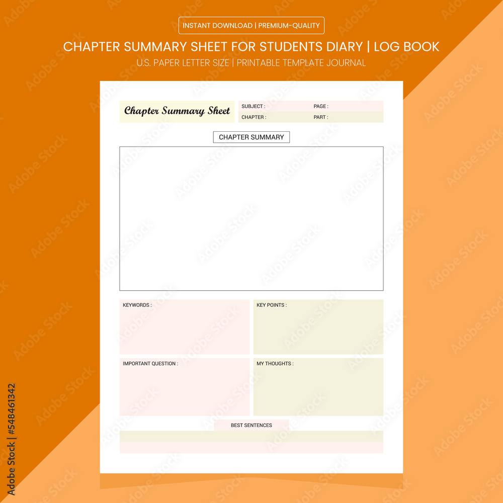 Chapter Summary Sheet for Students | Chapter Summary Log Book | Chapter ...