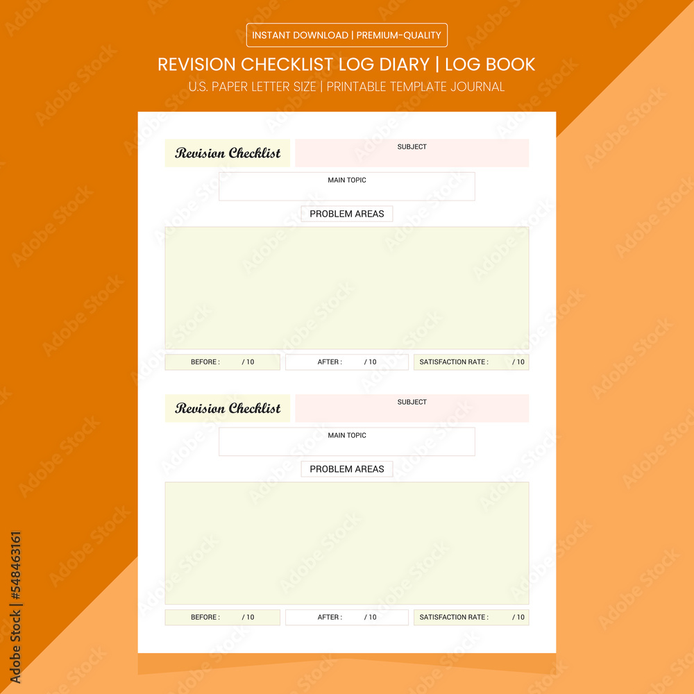 Revision Checklist Log Book | Revision Checklist Notebook Printable ...