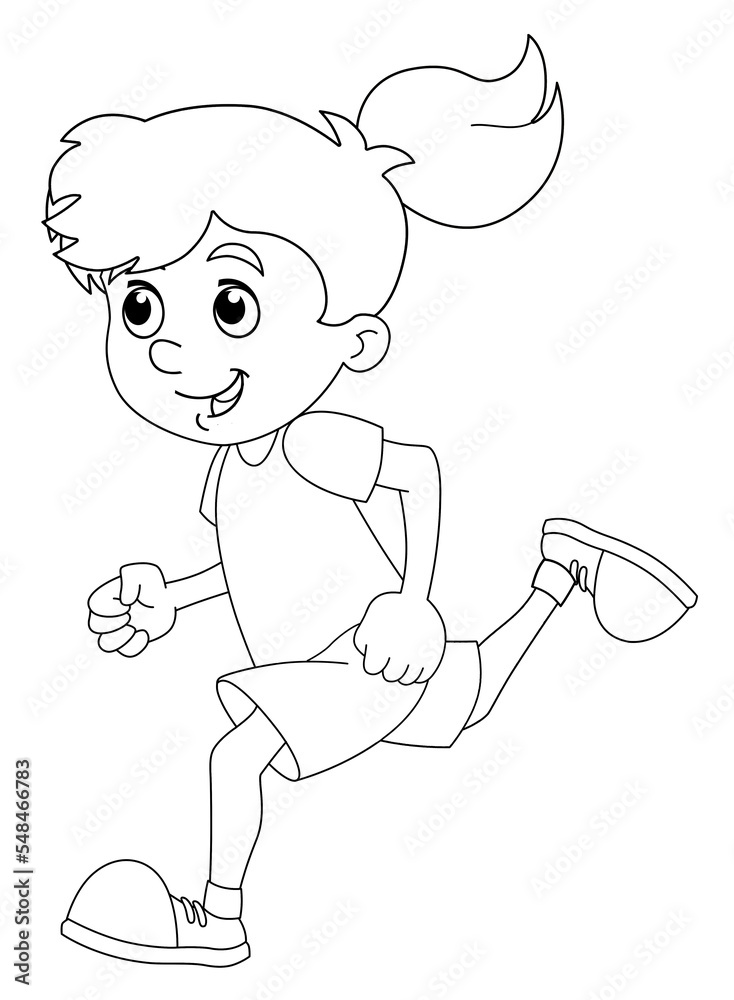 Cartoon child girl running training - illustration for the children ...