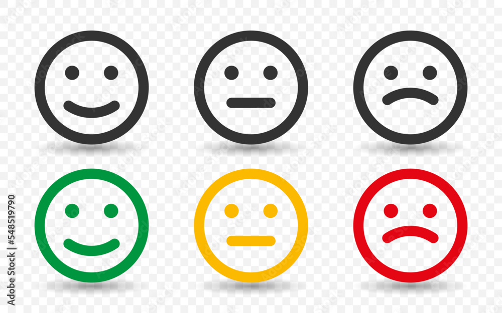 เวกเตอร์ Stock Rating Emotion Faces. Sad and Happy Mood Icons. Emoji ...