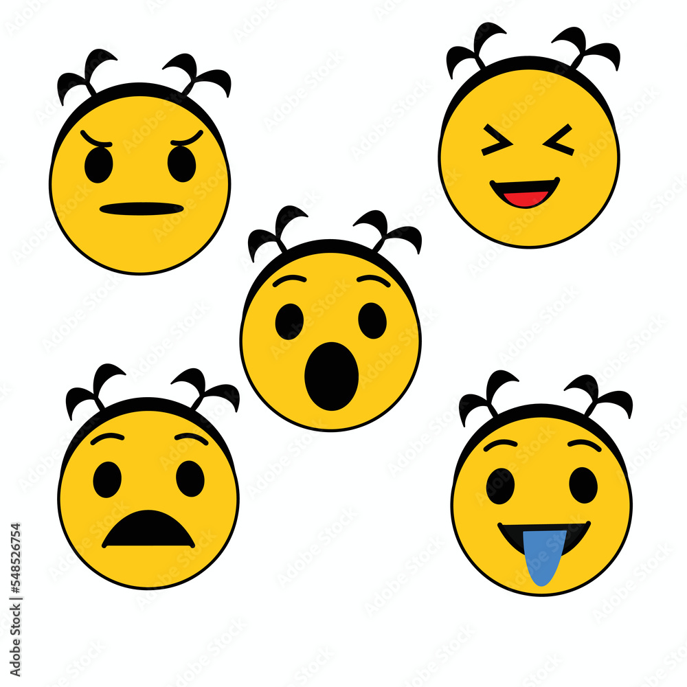 Vector de Stock loving emoticons Cute kissing emoticon, emoji, smiley ...