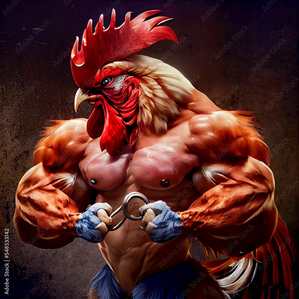 Bodybuilder rooster Stock Illustration | Adobe Stock