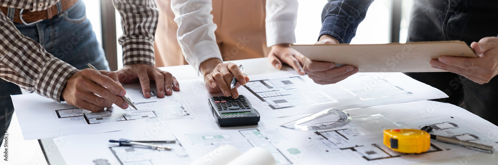 Architects, engineers, designers, working on concepts, planning ...