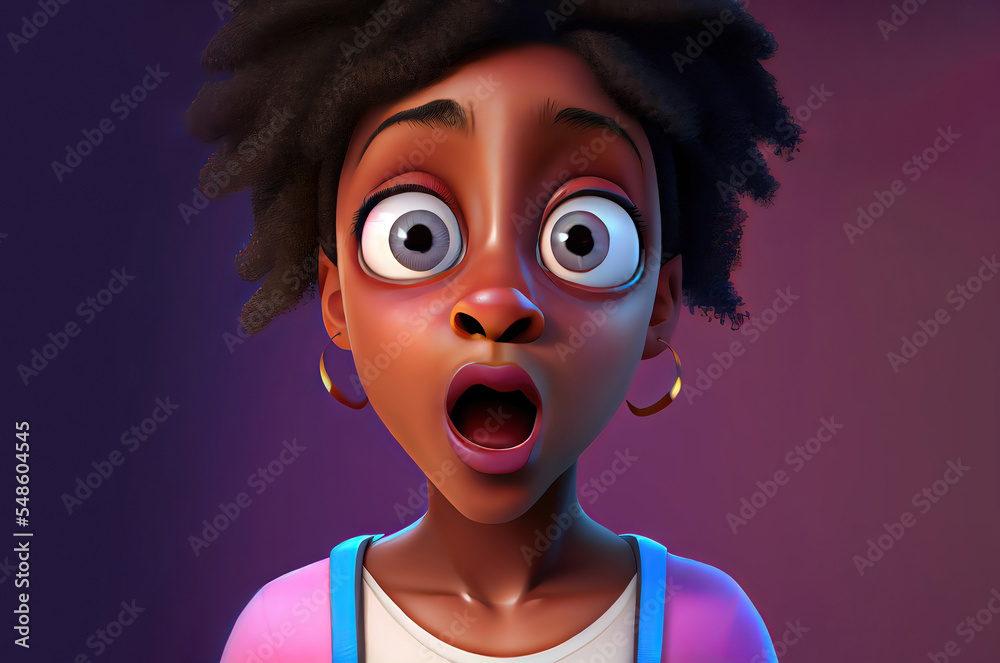 generic surprised or shocked face of young woman or girl cartoon ...