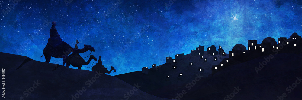 The three kings - also known as Magi or Wisemen- follow the star of ...