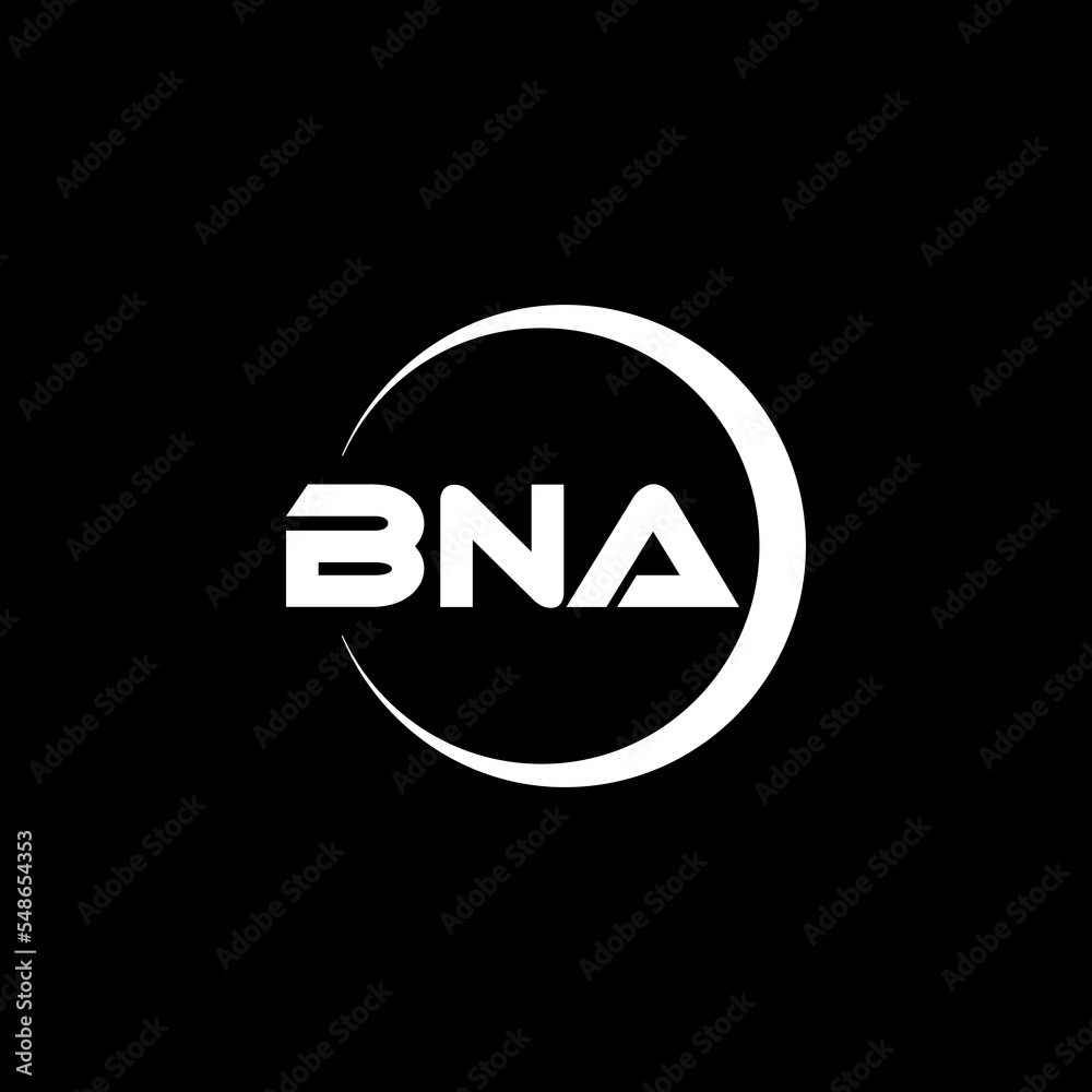 BNA letter logo design with black background in illustrator, cube logo ...