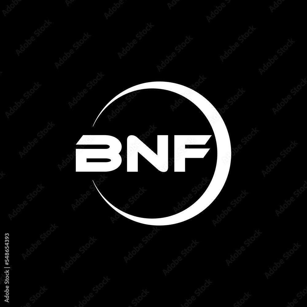 BNF letter logo design with black background in illustrator, cube logo ...