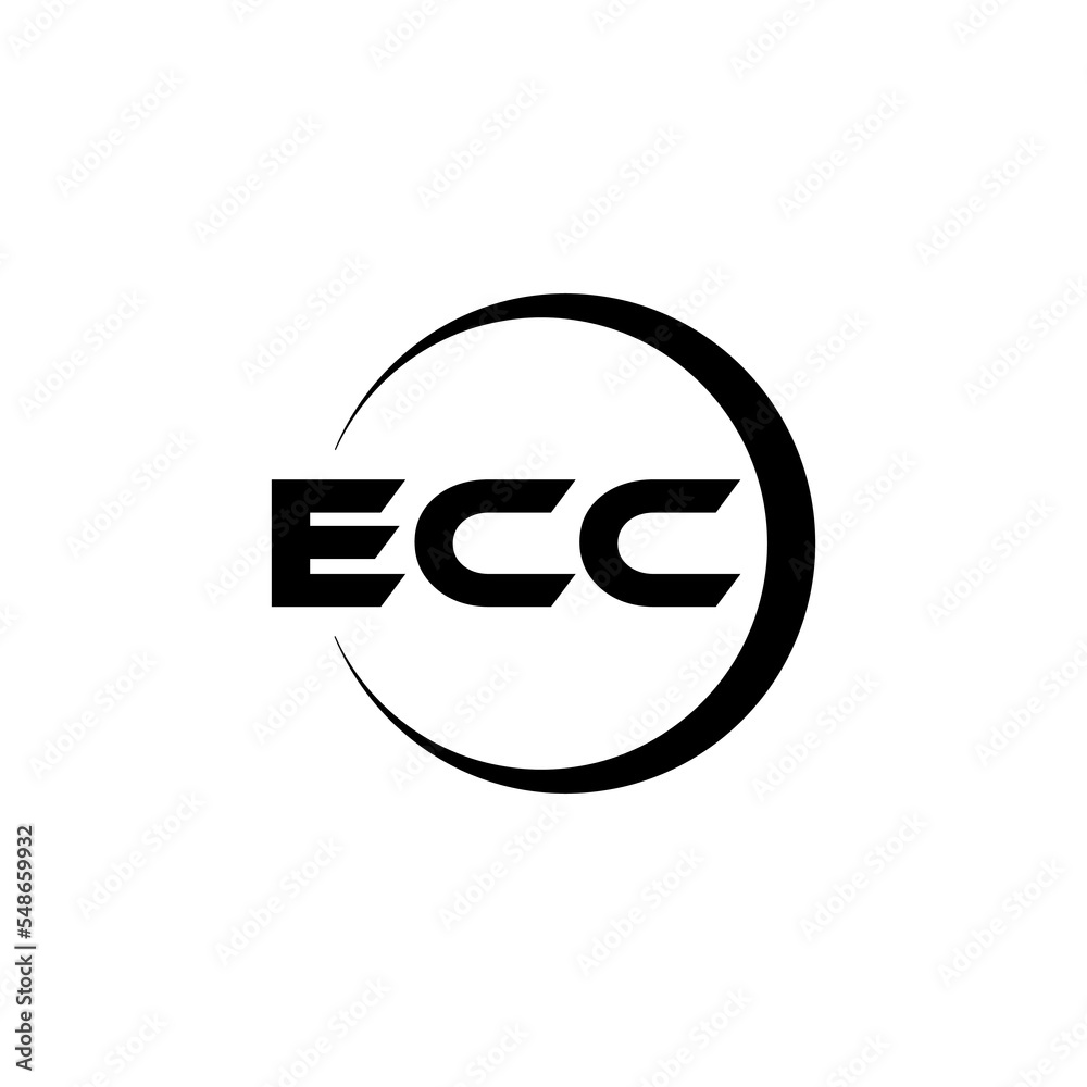 ECC letter logo design with white background in illustrator, cube logo, vector logo, modern ...