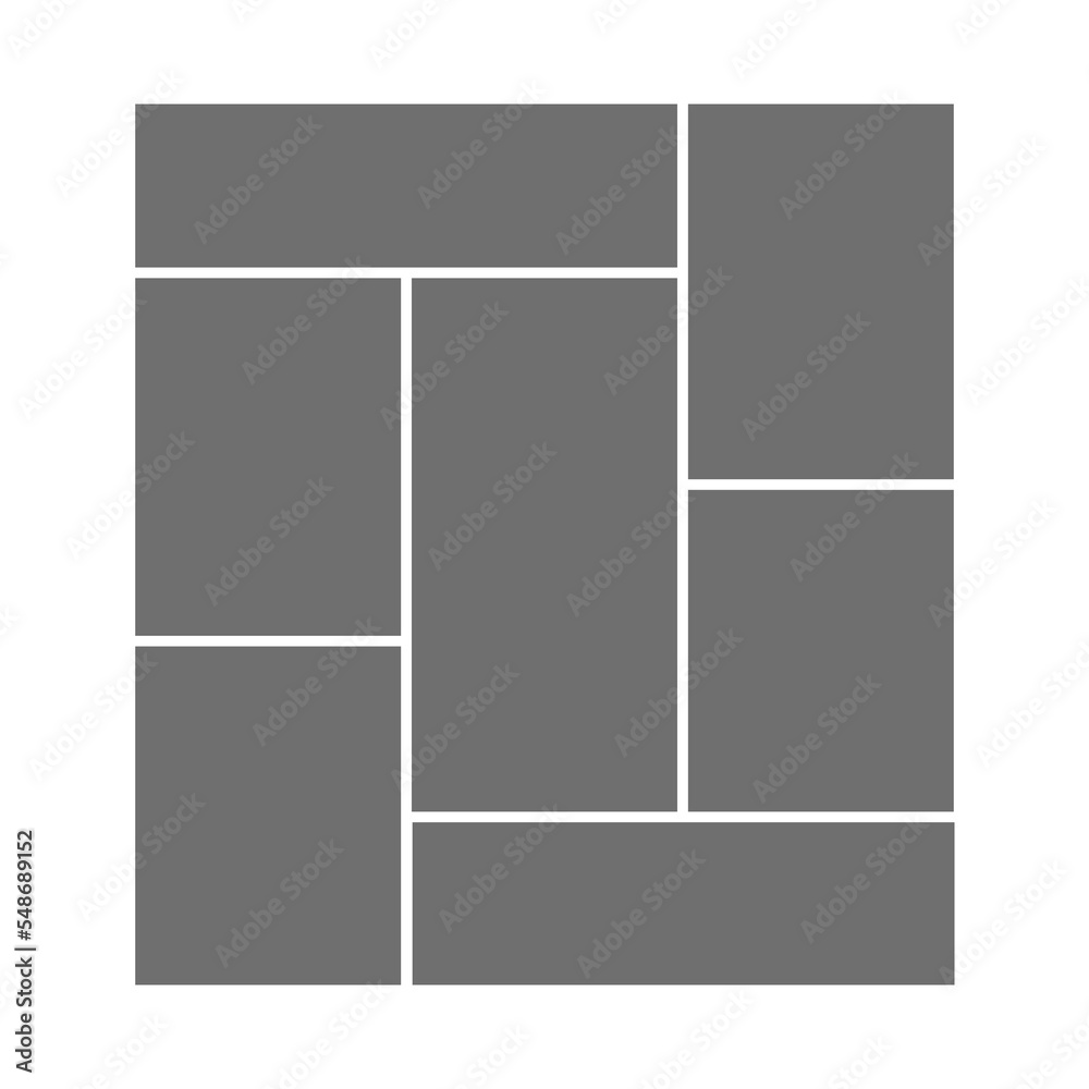 Empty photo collage template of 7 parts. Frames for photo. Collage ...