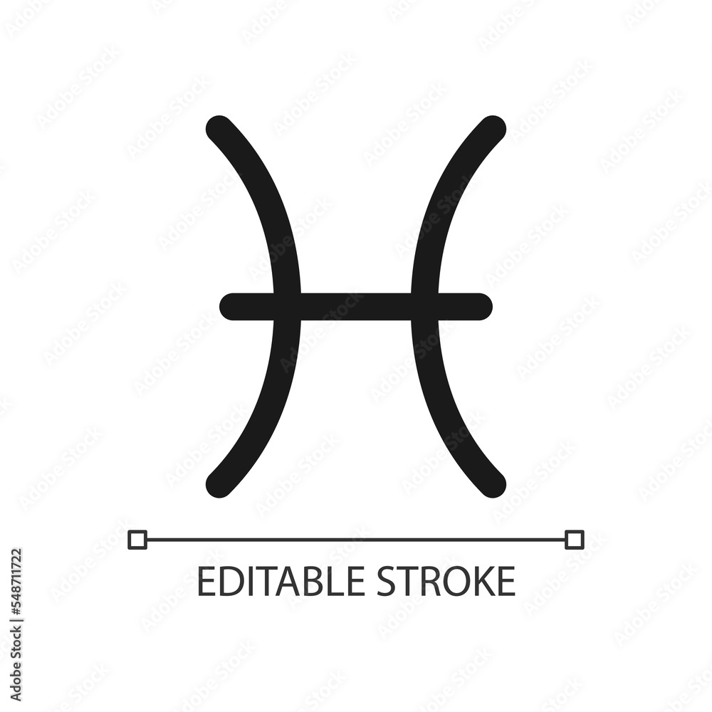 Pisces pixel perfect minimalistic linear icon. Zodiac sign ...