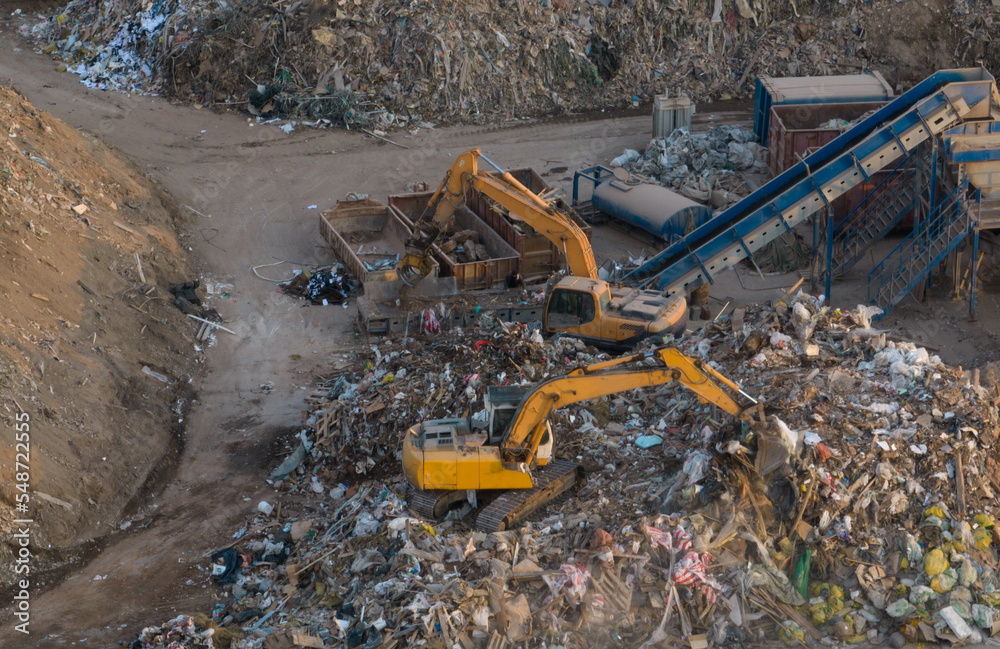 Landfill with Construction waste (CDW). Trash disposal for recycling ...