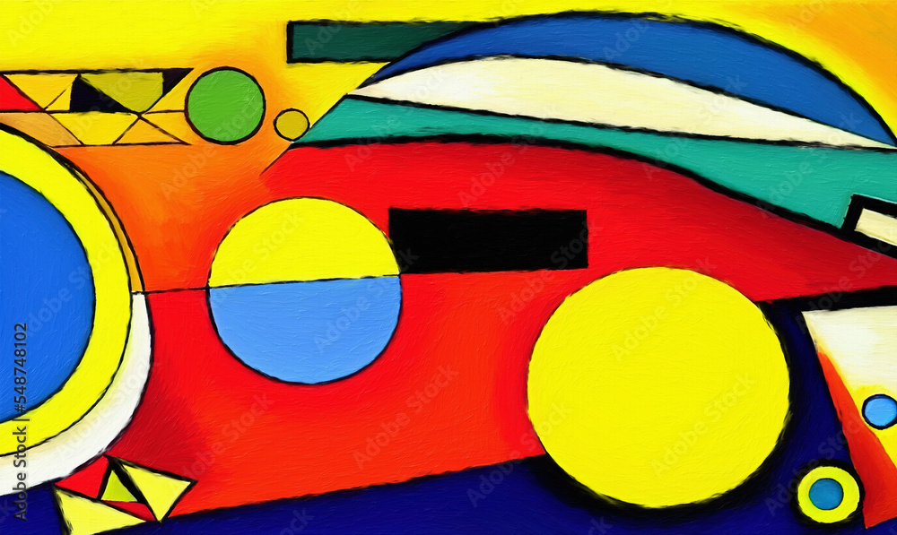Digital painting abstract art in cubism style, graphic drawing ...