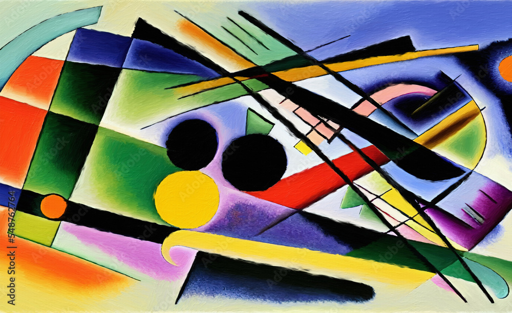 Digital painting abstract art in cubism style, graphic drawing ...