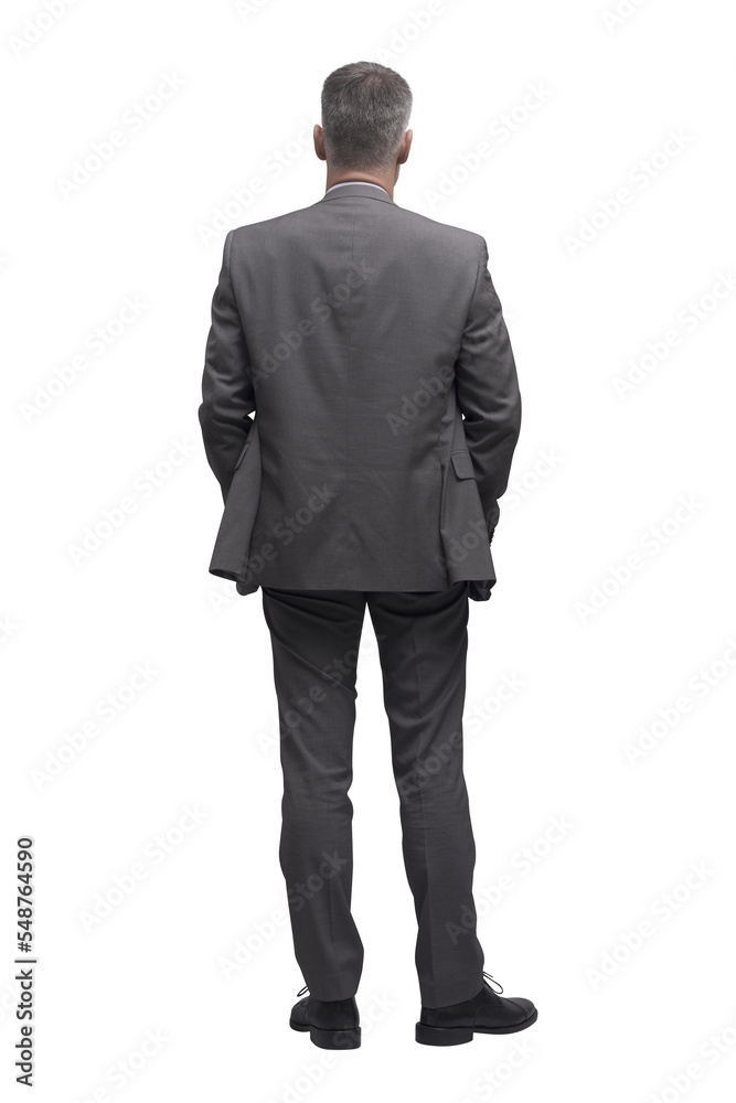 Corporate businessman standing back view PNG file no background Stock ...
