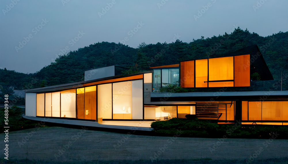 Beautiful korean modern house design Stock Illustration | Adobe Stock
