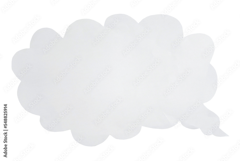 Paper bubble text in cloud shape. Bubble speech in white crumpled paper ...