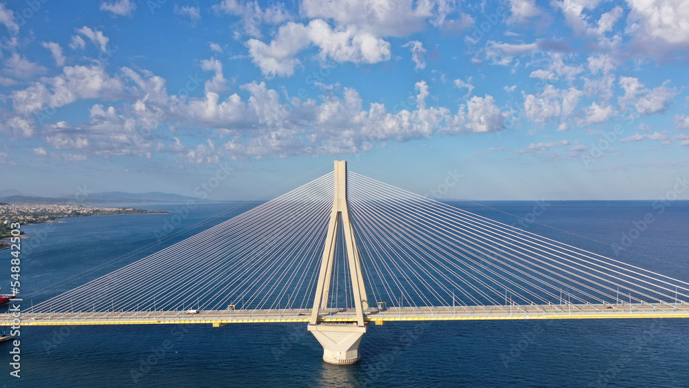 Aerial drone photo of famous state of the art modern cable strait ...