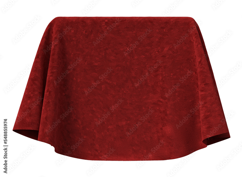 Box covered with red velvet fabric. Surprise, award, prize ...