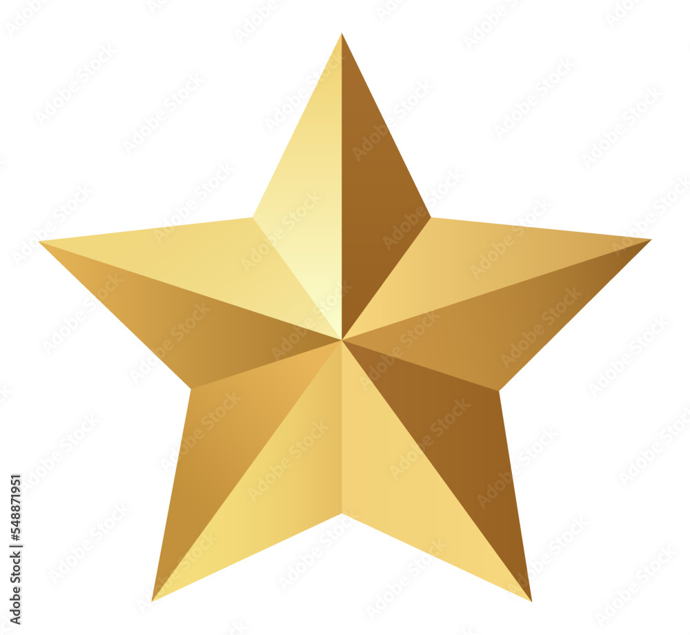Vector golden 3d stars. Golden realistic stars. Quality shape design ...