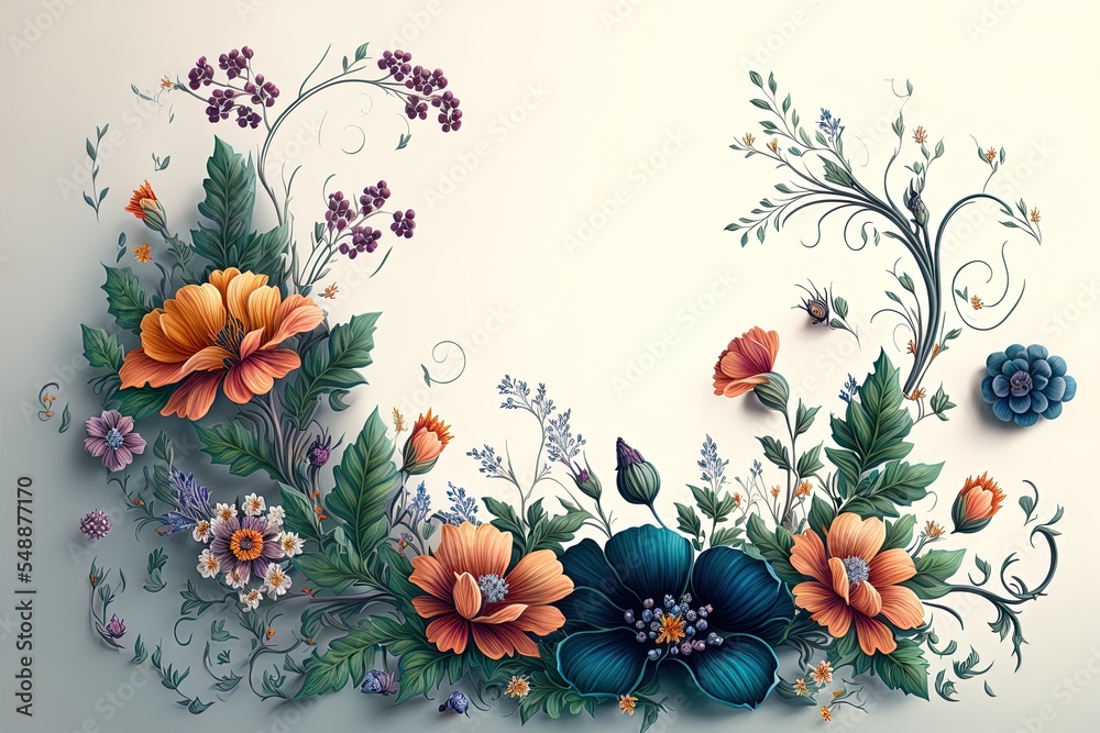 Beautiful Floral Border Design 2D Illustrated Stock Illustration ...