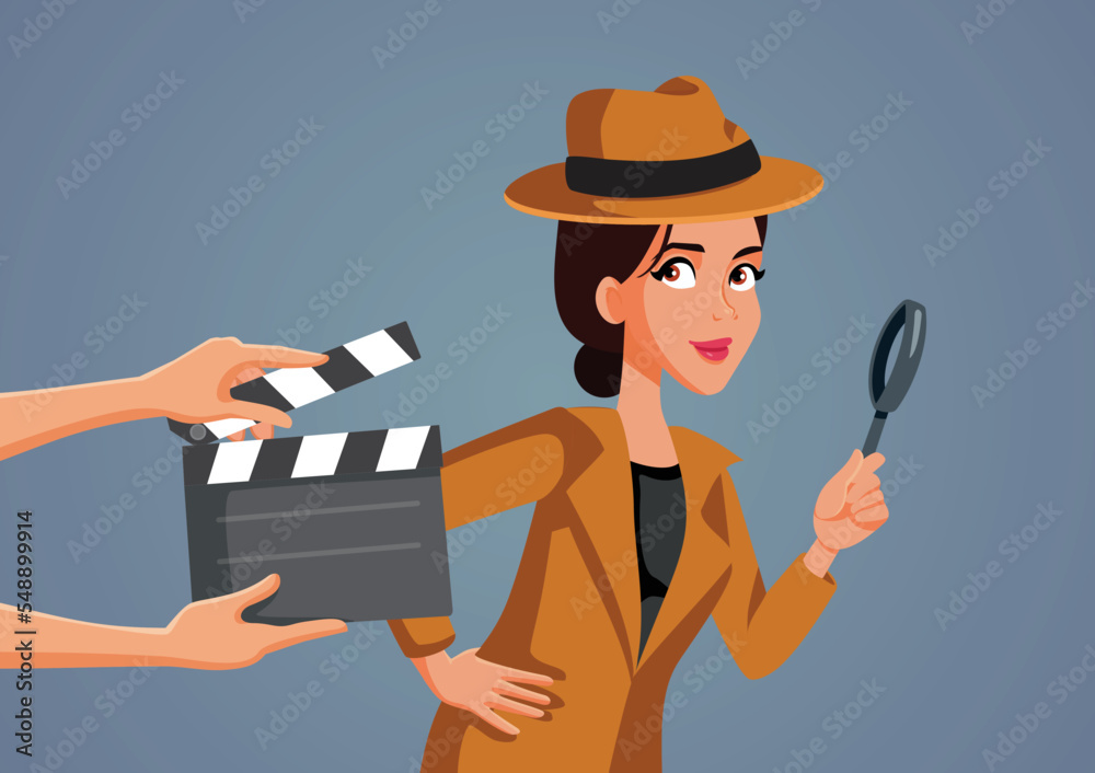 Actress Filming a Detective Tv Series Vector Cartoon Illustration ...