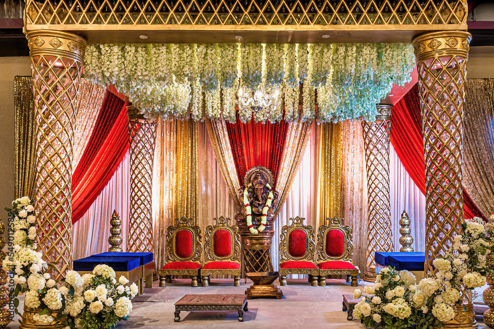Indian Outdoor Wedding Canopy Mandap Decoration Stock Photo | Adobe Stock