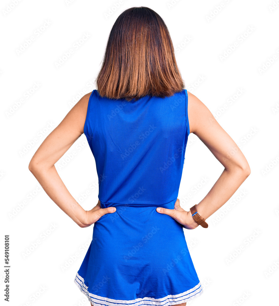 Young Beautiful Chinese Girl Wearing Cheerleader Uniform Standing 0655